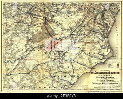 Map of the Cincinnati, Virginia, & Carolina Railway and its connection ...