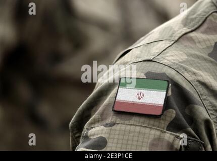 Iran Soldier. Soldier with flag Iran, Iran flag on a military uniform ...