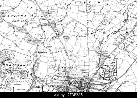 Map of Worcestershire OS Map name 022-SE, Ordnance Survey, 1883-1893 ...