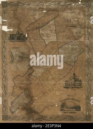 Map of Warren County, New Jersey Stock Photo - Alamy