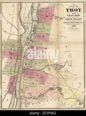 Map of Troy, also West Troy, and Green Island Stock Photo - Alamy