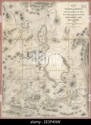 Map of the Valley of Mexico with a plan of the defences of the capital ...