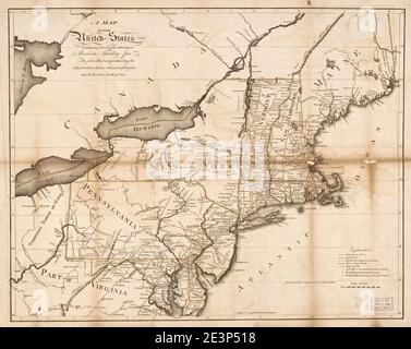 Map of the northern parts of the United States of America Stock Photo ...