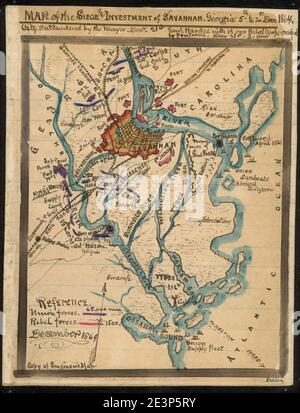Siege of Savannah map Stock Photo - Alamy