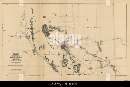 Map of the route of B'vt. Maj. A. Moore's scout, April 11th to June ...