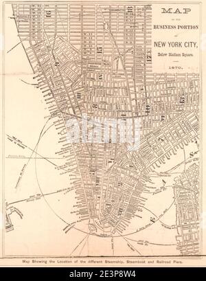 Map of New York City. 1870 Stock Photo - Alamy