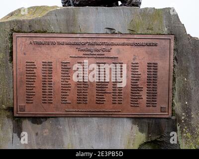 Commemorative statue of a coalminer as a tribute to miners at the now ...