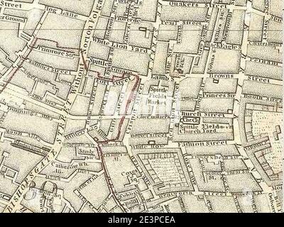 Map of Spitalfields Area - 1787 Stock Photo - Alamy