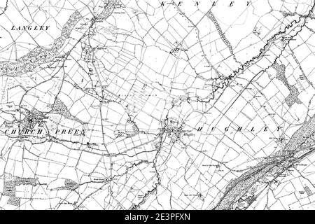 Map of Shropshire OS Map name 050-SE, Ordnance Survey, 1883-1895 Stock ...