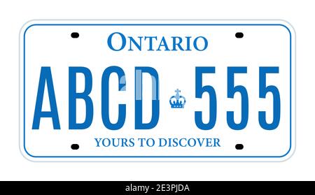 Ontario car license plate, Canada, letters, numbers and symbols, vector ...