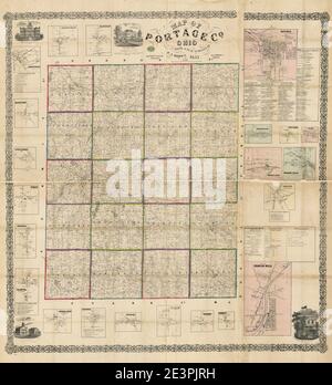 Map of Portage Co., Ohio Stock Photo - Alamy