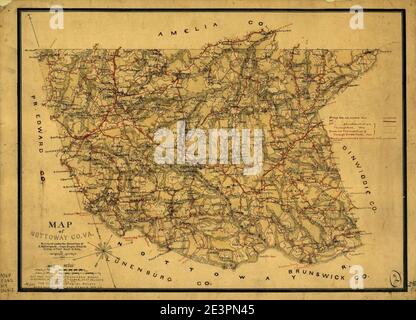 Map of Nottoway Co., Va Stock Photo - Alamy