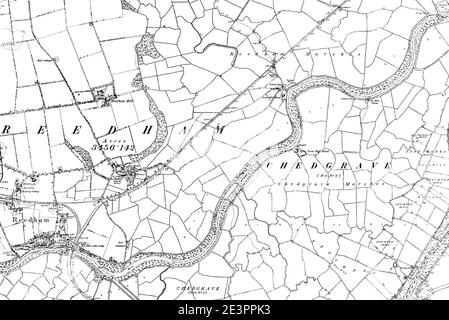 Map of Norfolk OS Map name 077-SW, Ordnance Survey, 1883-1897 Stock ...