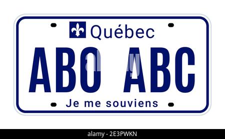 Quebec car license plate, Canada, letters, numbers and symbols, vector ...