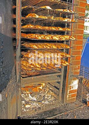 Fish is smoked in a smoker, Mielno, Poland 2017 Stock Photo - Alamy
