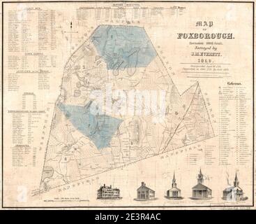 Map of Foxborough : containing 12806 acres , Landowners, Massachusetts ...