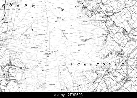 Map of Devon OS Map name 119-NW, Ordnance Survey, 1862-1898 Stock Photo ...