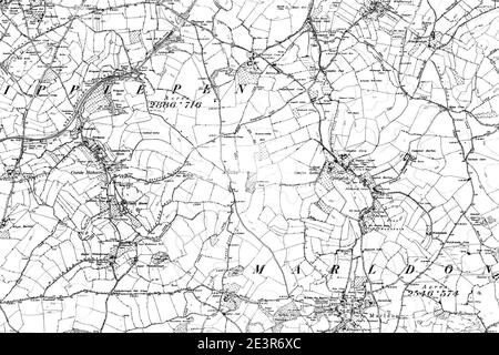 Map of Devon OS Map name 115-NW, Ordnance Survey, 1862-1898 Stock Photo ...