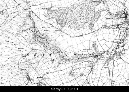 Map of Devon OS Map name 114-NE, Ordnance Survey, 1862-1898 Stock Photo ...