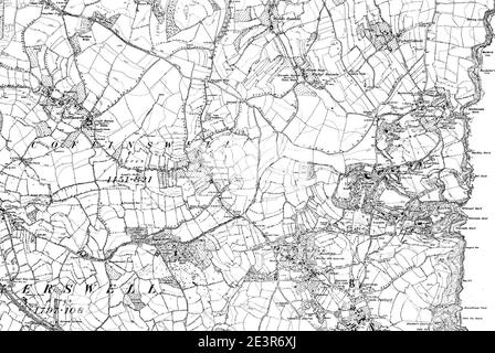 Map of Devon OS Map name 116-SW, Ordnance Survey, 1862-1898 Stock Photo ...