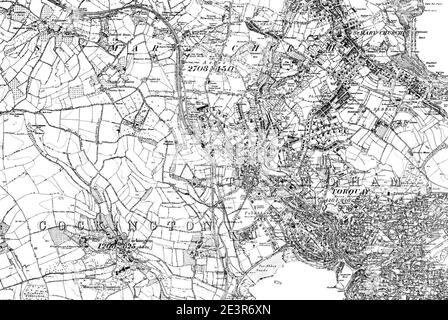 Map of Devon OS Map name 116-NE, Ordnance Survey, 1862-1898 Stock Photo ...