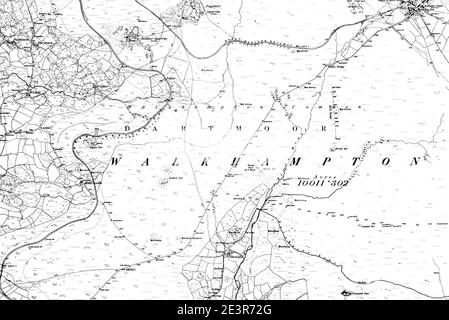 Map of Devon OS Map name 106-NW, Ordnance Survey, 1862-1898 Stock Photo ...