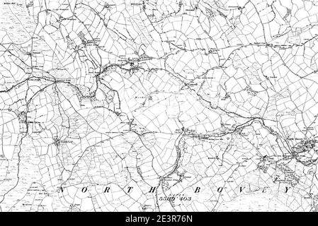 Map of Devon OS Map name 090-NW, Ordnance Survey, 1862-1898 Stock Photo ...