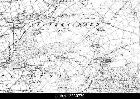 Map of Devon OS Map name 087-NW, Ordnance Survey, 1862-1898 Stock Photo ...