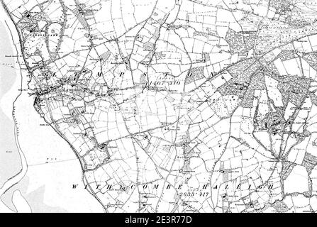 Map of Devon OS Map name 093-NW, Ordnance Survey, 1862-1898 Stock Photo ...