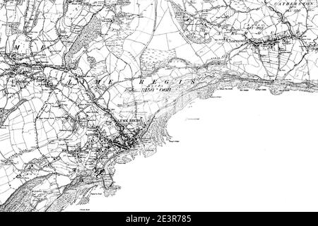 Map of Devon OS Map name 084-NW, Ordnance Survey, 1862-1898 Stock Photo ...