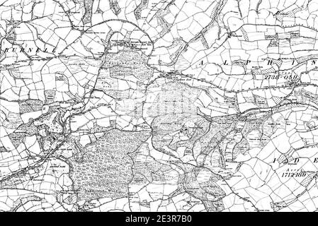 Map of Devon OS Map name 079-SW, Ordnance Survey, 1862-1898 Stock Photo ...