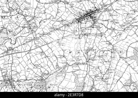 Map of Devon OS Map name 070-SW, Ordnance Survey, 1862-1898 Stock Photo ...