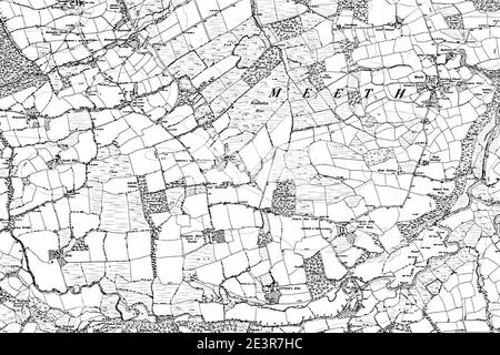 Map of Devon OS Map name 052-SW, Ordnance Survey, 1862-1898 Stock Photo ...