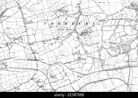 Map of Devon OS Map name 050-SW, Ordnance Survey, 1862-1898 Stock Photo ...