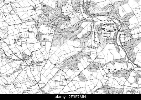 Map of Devon OS Map name 042-SW, Ordnance Survey, 1862-1898 Stock Photo ...