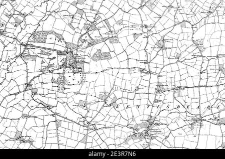 Map of Devon OS Map name 046-NW, Ordnance Survey, 1862-1898 Stock Photo ...
