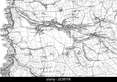 Map of Devon OS Map name 017-SE, Ordnance Survey, 1862-1898 Stock Photo ...