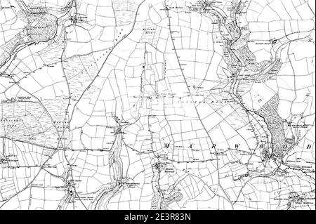 Map of Devon OS Map name 009-NE, Ordnance Survey, 1862-1898 Stock Photo ...