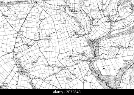 Map of Devon OS Map name 015-SE, Ordnance Survey, 1862-1898 Stock Photo ...