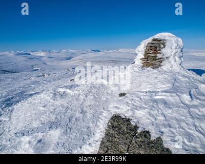 The summit of Halti, the highest point of Finland at elevation 1,324 m ...