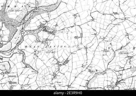 Map of Cornwall OS Map name 065-NW, Ordnance Survey, 1868-1896 Stock ...