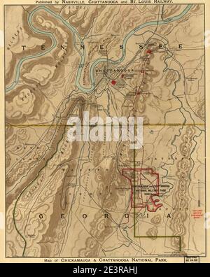 Map of Chickamauga & Chattanooga National Park , Chickamauga and ...
