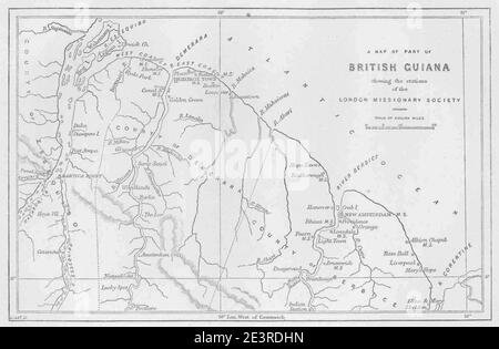 Map of British Guiana (LMS, 1869, p.66 Stock Photo - Alamy