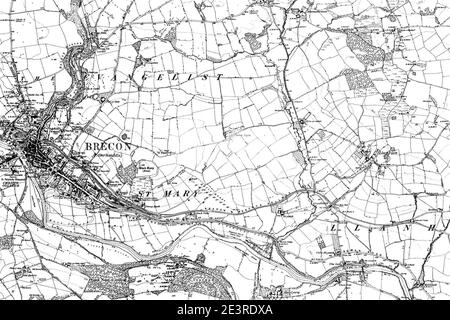 Map of Brecknockshire OS Map name 028-NE, Ordnance Survey, 1884-1892 ...