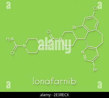 Lonafarnib drug molecule. Inhibitor of farnesyltransferase. 3D ...