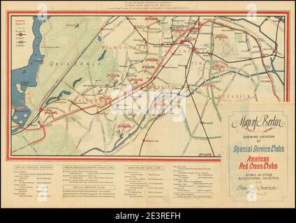 Vintage Map of Berlin, showing points of Interest in American, English ...