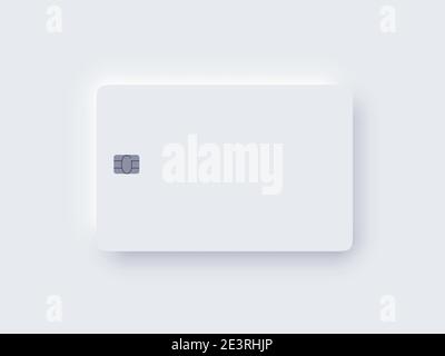 Neumorphism plastic bank credit card template with gold chip and shadow ...