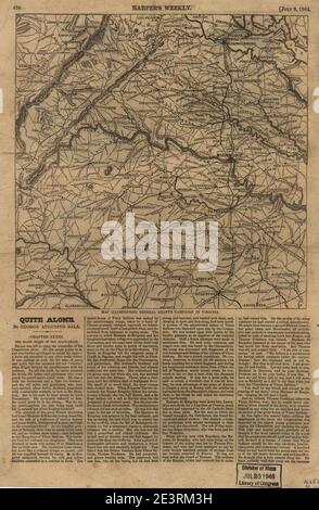Map illustrating General Grant's campaign in Virginia. 1864 Stock Photo ...