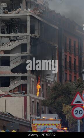 Madrid, Spain. 20th Jan, 2021. Rescue workers are on the scene after a ...