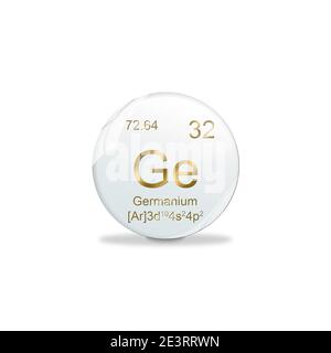 Germanium on periodic table of the elements. Metalloid with symbol Ge ...